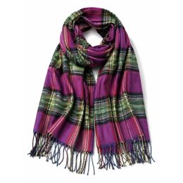 Damen Wollschal "Scotland", pink, Basic, Collezione Alessandro, gestreift, Polyacryl, Modet&uuml;cher, mit Karomuster, Made in Italy