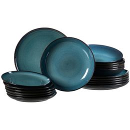 Ritzenhoff & Breker Tafelservice "Bali", 18 Stk., blau, RITZENHOFF & BREKER, Geschirr-Sets, Teller Set, Porzellan, skandinavisch-schlichter Touch, &Oslash; 21,5 cm
