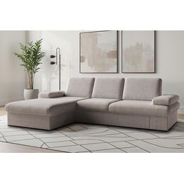 Sit & More Ecksofa SIT & MORE, B:247cm H:82cm T:171cm, grau, 100% Polyester, Wohnzimmer, Sofas, "Moreno L-Form, B: 247 cm", mit Armteilverstellung, optional