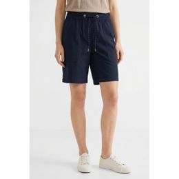 Cecil Damen Shorts "Style Chelsea", blau, Gr. S, unifarben, Web, Obermaterial: 66% Baumwolle, 30% Polyester, 4% Elasthan, Hosen, Sommer-Shorts mit