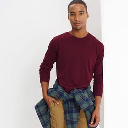LANDS' END Super-T Langarm-Shirt f&uuml;r Herren, Classic Fit, Herren, size: regular, Rot, Baumwolle, by Lands' End