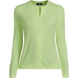 LANDS' END Kaschmir-Cardigan mit rundem Ausschnitt, Damen, size: regular, Gr&uuml;n, Kaschmir, by Lands' End