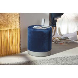 Hocker Inter Link, B:38cm H:43cm T:32,5cm, blau, Samtvelours;100% Polyester, Wohnzimmer, Hocker, "Osane Sitzhocker mit Tragegriff, Polyester &