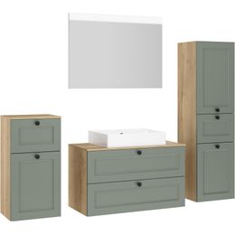 Badm&ouml;bel-Set Nobilia, B:210cm H:181cm T:49cm, gr&uuml;n, Kastenm&ouml;bel-Sets, "Cascada", vormontiert, mit Soft-Close