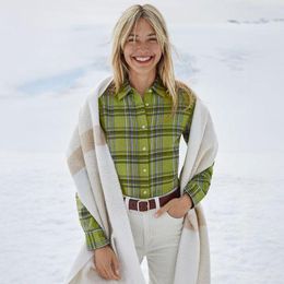 LANDS' END Boyfriend-Bluse aus Flanell f&uuml;r Damen in Petite-Gr&ouml;&szlig;e, Damen, size: petite, Gr&uuml;n, Baumwolle, by Lands' End