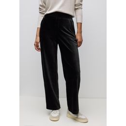 Street One Damen Cordhose, schwarz, Gr. 46, unifarben, Cord, 60% Baumwolle, 38% Polyester, 2% Elasthan, Hosen, High Waist