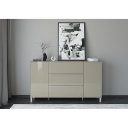 Sideboard, B:182cm H:106cm T:42cm, beige, SET ONE BY Musterring, Glas, Holzwerkstoff, Wohnzimmer, Sideboards, "Reno", Mit Vierkantfu&szlig; in diversen