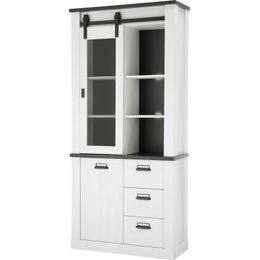 Vitrine Home Affaire, B:93cm H:201cm T:38cm, wei&szlig;, Wohnzimmer, Schr&auml;nke, "Sherwood, Hochschrank im Industrial-Style, moderne Glasvitrine",