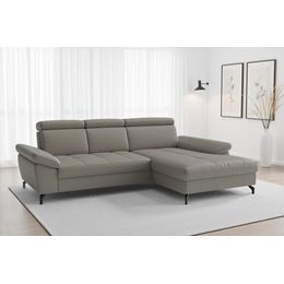 Sit & More Ecksofa SIT & MORE, B:264cm H:84cm T:181cm, grau, Wohnzimmer, Sofas, "Vanity L-Form, B: 264 cm, Leder", Inkl.Sitz-,Kopf-und Armteilverstellung