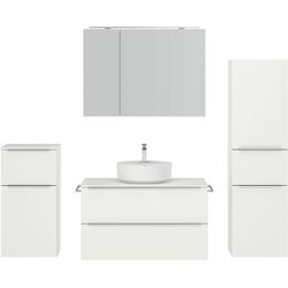 Badm&ouml;bel-Set Nobilia, B:210cm H:184,2cm T:48,5cm, wei&szlig;, Kastenm&ouml;bel-Sets, "Alvene", inkl. Spiegelschrank mit Beleuchtung und Dimmerfunktion, in 4