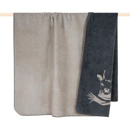 Wohndecke Pad, B:150cm L:200cm, grau, Baumwolle, Polyacryl, Wohndecken, "FUNDEER", Charmantes Rentier-Motiv f&uuml;r nordische Weihnachtsstimmung