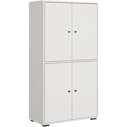 Schuhschrank Home Affaire, B:70cm H:131cm T:33cm, wei&szlig;, FSC-zertifizierter Holzwerkstoff, Flur, Schr&auml;nke, "Schuhkommode Dino", Stauraum mit 4 T&uuml;ren