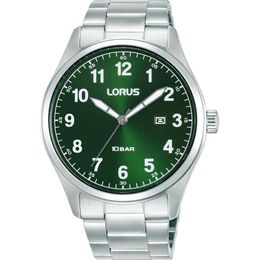 Lorus Herren Lorus Quarzuhr Armbanduhr, Herrenuhr, Edelstahlarmband, analog, Tag gr&uuml;n Einheitsgr&ouml;&szlig;e