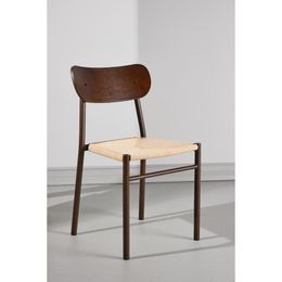 Esszimmerstuhl () Polsterstuhl skandinavisch, Seildesign, komfortabel braun Polyester, Sperrholz, Stahl B/H/T: 45cm x 80cm