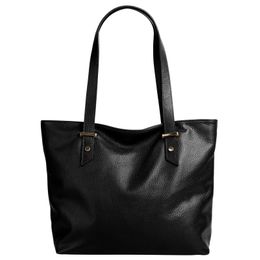 CLUTY Damen Shopper "Solerino", schwarz, Leder, leicht gl&auml;nzend, unifarben, Taschen, echt Leder, Made in Italy