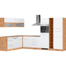 Winkelk&uuml;che KOCHSTATION, B:220cm H:200cm T:340cm, wei&szlig;, Komplettk&uuml;chen-Sets, "KS-Wien", Stellbreite 220 x 340 cm, wahlweise mit E-Ger&auml;ten