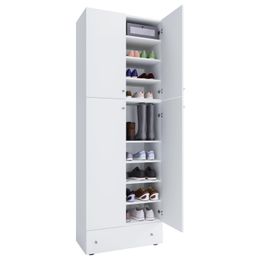 Schuhschrank Vcm, B:70cm T:39cm, wei&szlig;, Obermaterial: 100% Holz Wood., Flur, Schr&auml;nke, "XXL Schuhschrank Kleiderschrank Schrank Lona 9f A"