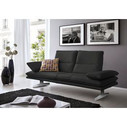2-Sitzer W.Schillig, B:216cm H:94cm T:96cm, grau, Longlife Xtra-Leder Z59: Glattleder mit modischer Pr&auml;gung. Hautst&auml;rke 0, 9 - 1, 1 mm, Sofas,