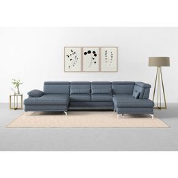 Sit & More Wohnlandschaft SIT & MORE, B:359cm H:87cm T:230cm, blau, Sofas, "Cabrio U-Form, B: 359 cm, mit Sitztiefen-, Arm- & Kopfteilverstellung", 3
