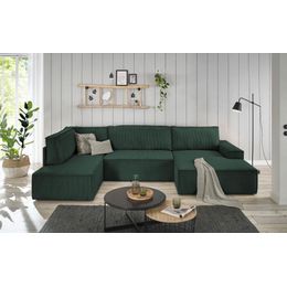 Wohnlandschaft OTTO HOME, B:329cm H:85cm T:195cm, gr&uuml;n, 100% Polyester, Sofas, "SHERWOOD Cord U-Form, 329 cm - OTTO. Verl&auml;ssliche Qualit&auml;t.",