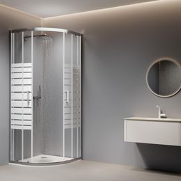 Runddusche Welltime, B:80cm H:195cm T:80cm, silber, Duschkabinen, "New Trento mit Streifendekor", Extrahohe 195cm, 6mm ESG, verbessertes