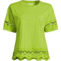 LANDS' END Flammgarn-Shirt mit Bord&uuml;ren in Plus-Gr&ouml;&szlig;e f&uuml;r Damen, Damen, size: plus, Wei&szlig;, Baumwolle, by Lands' End