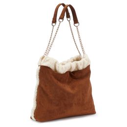 Vivance Damen Handtasche "Schultertasche, Henkeltasche, Damentasche, Shopper", braun, Textil, kontrastfarbene Details, Taschen, NEU mit Kettenhenkel