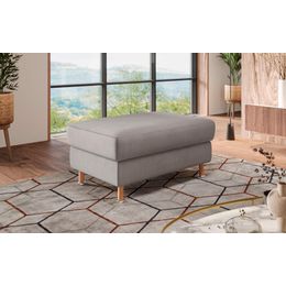 Polsterhocker OTTO HOME, B:100cm H:48cm T:65cm, grau, 100%Polyester, Hocker, "Calypso", Holzfuesse mit Metallteller