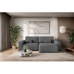 Ecksofa OTTO HOME, B:265cm H:89cm T:159cm, grau, 100% Polyester, Wohnzimmer, Sofas, "MATTS Schlafsofa mit Bettkasten, Ma&szlig;e B/T/H: 265/159/89 cm",
