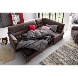 Sit & More Ecksofa SIT & MORE, B:245cm H:89cm T:161cm, braun, NaturLEDER (echtes Rindsleder), Korpus in Kunstleder SOFTLUX;Luxus-Microfaser (90% Polyester, 10%
