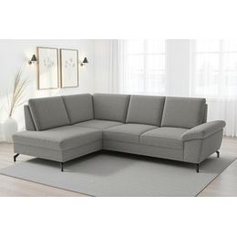 Sit & More Ecksofa SIT & MORE, B:249cm H:89cm T:190cm, grau, 100% Polyester, Wohnzimmer, Sofas, "Chelsea L-Form, B: 264 cm, mit Armteil-&
