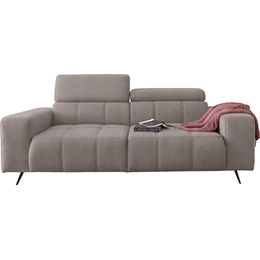 2-Sitzer DOMO collection, B:208cm H:79cm T:104cm, grau, 100% Polyester, Sofas, "Trento, mit Kufenfu&szlig; oder Einzelfu&szlig;", whlw. verstellbare Kopfteile,