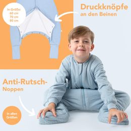 SCHLUMMERSACK Babyschlafsack "Schlafsack mit F&uuml;&szlig;en 1.0 Tog", L: 80cm, blau, Schlafs&auml;cke