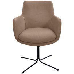 K+w Komfort & Wohnen Esszimmerstuhl, B:59cm H:84cm T:65cm, beige, K+W KOMFORT & WOHNEN, St&uuml;hle, "Pego Drehstuhl", filigranem 4-Fu&szlig;-Gestell in schwarz