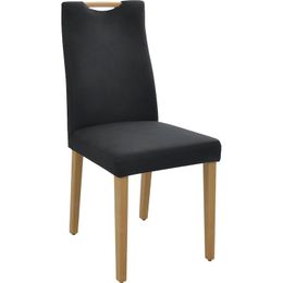 K+w Komfort & Wohnen K+W Komfort & Wohnen Esszimmerstuhl &raquo;Toledo&laquo; () 1 Stk.4-Fu&szlig; Massivholzstuhl mit Griff schwarz B/H/T: 47cm x 98cm x 61cm, 1 Stk., Microfaser 1