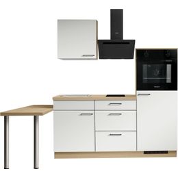 K&uuml;chenzeile KOCHSTATION, B:240cm H:207cm T:60cm, wei&szlig;, Komplettk&uuml;chen-Sets, "KS-Solmera", Breite 240cm, vormontiert, wahlweise mit E-Ger&auml;ten
