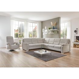 Ecksofa DIE PLANBAR, B:303cm H:92cm T:245cmecru, 100% Polyester, Wohnzimmer, Sofas, "PP-HS10002", wahlweise mit Kopfteilverstellung, Schlaffunktion