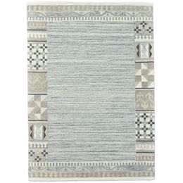 Wollteppich Theko, B:170cm H:15mm L:240cm, grau, Wolle, Wohnzimmer, Teppiche, "Nakarta 6030, handgekn&uuml;pft", reine Wolle, meliert, mit Bord&uuml;re,
