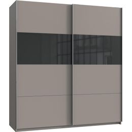 Schwebet&uuml;renschrank wimex, B:180cm H:198cm T:64cm, schwarz, Schr&auml;nke, "Bramfeld Kleiderschrank", mit Glaselementen und zus&auml;tzlichen Einlegeb&ouml;den
