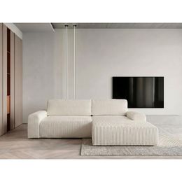 WERK2 Ecksofa &raquo;Rotterdam-L 267 x 165 cm modern und bequem&laquo; Breitcord, L-Form, Schlaffunktion, Bettkasten beige 100% Polyester B/H/T: 267cm x 85cm x 