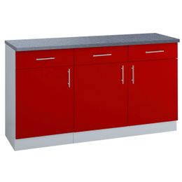 Wiho-K&uuml;chen Unterschrank WIHO K&Uuml;CHEN, B:150cm H:85cm T:60cm, rot, K&uuml;che, Schr&auml;nke, "Kiel", 150 cm breit, 60 cm tief