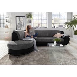 Ecksofa Trendmanufaktur, B:265cm H:85cm T:190cm, schwarz-wei&szlig;, Kunstleder SOFTLUX / Struktur (77% Polyester; 23% Polyacryl);Luxus-Microfaser ALCAZAR