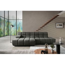Ecksofa DESIGNWERK, B:281cm H:83cm T:168cm, grau, 100% Polyester, Wohnzimmer, Sofas, "Cielo L-Form, Design und aufwendige Detailverarbeitung", mit