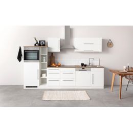 K&uuml;chenzeile KOCHSTATION, B:310cm H:200cm T:60cm, wei&szlig;, Komplettk&uuml;chen-Sets, "KS-Samos", Breite 310 cm, wahlweise mit E-Ger&auml;ten und Induktionkochfeld