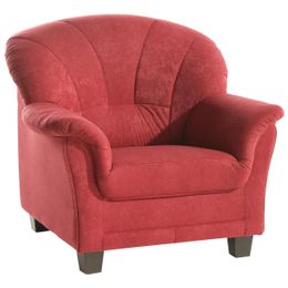 Sessel Home Affaire, B:93cm H:86cm T:81cm, rot, MELROSE/Struktur (100% Polyester);Echtleder mit Kunstleder im R&uuml;cken;Microfaser PRIMABELLE (100%