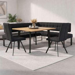Eckbankgruppe Home Affaire, B:207cm H:61cm T:167cm, schwarz, Holzwerkstoff, Massivholz, Metall, Polyester, Esszimmer, Sitzm&ouml;bel-Sets, "Mia Essecke,