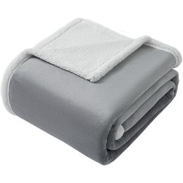OTTO home Wohndecke &raquo;Sennu&laquo; 420g/m&sup2;, flauschige, Wohndecke mit Teddyoptik, Tagesdecke grau Polyester B/L: 150cm x 200cm