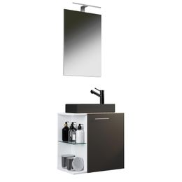 Waschtisch Vcm, B:52cm T:34cm, schwarz, Badezimmer, Waschtische, "3-tlg Waschtisch Hausa Spiegel Toilette Schwarz"