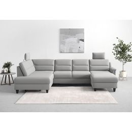 Sit & More Wohnlandschaft SIT & MORE, B:325cm H:90cm T:187cm, grau, Sofas, "Far&ouml; U-Form", inklusive Federkern, wahlweise mit Schlaffunktion und Bettkasten