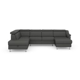 Sit & More Wohnlandschaft SIT & MORE, B:315cm H:84cm T:216cm, grau, Sofas, "Freetown U-Form", Kopfteilverstellung und Federkern, wahlweise mit Schlaffunktion